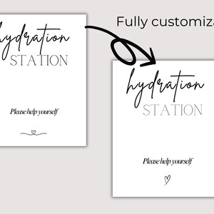 Hydration Station Wedding Sign, Printable Template Water Station Sign ...