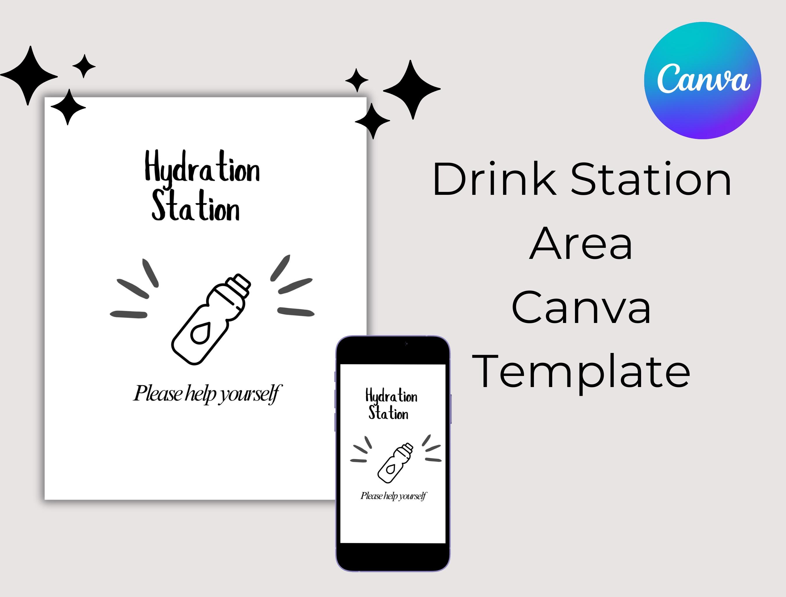 Hydration Station Wedding Sign, Printable Template Water Station Sign ...