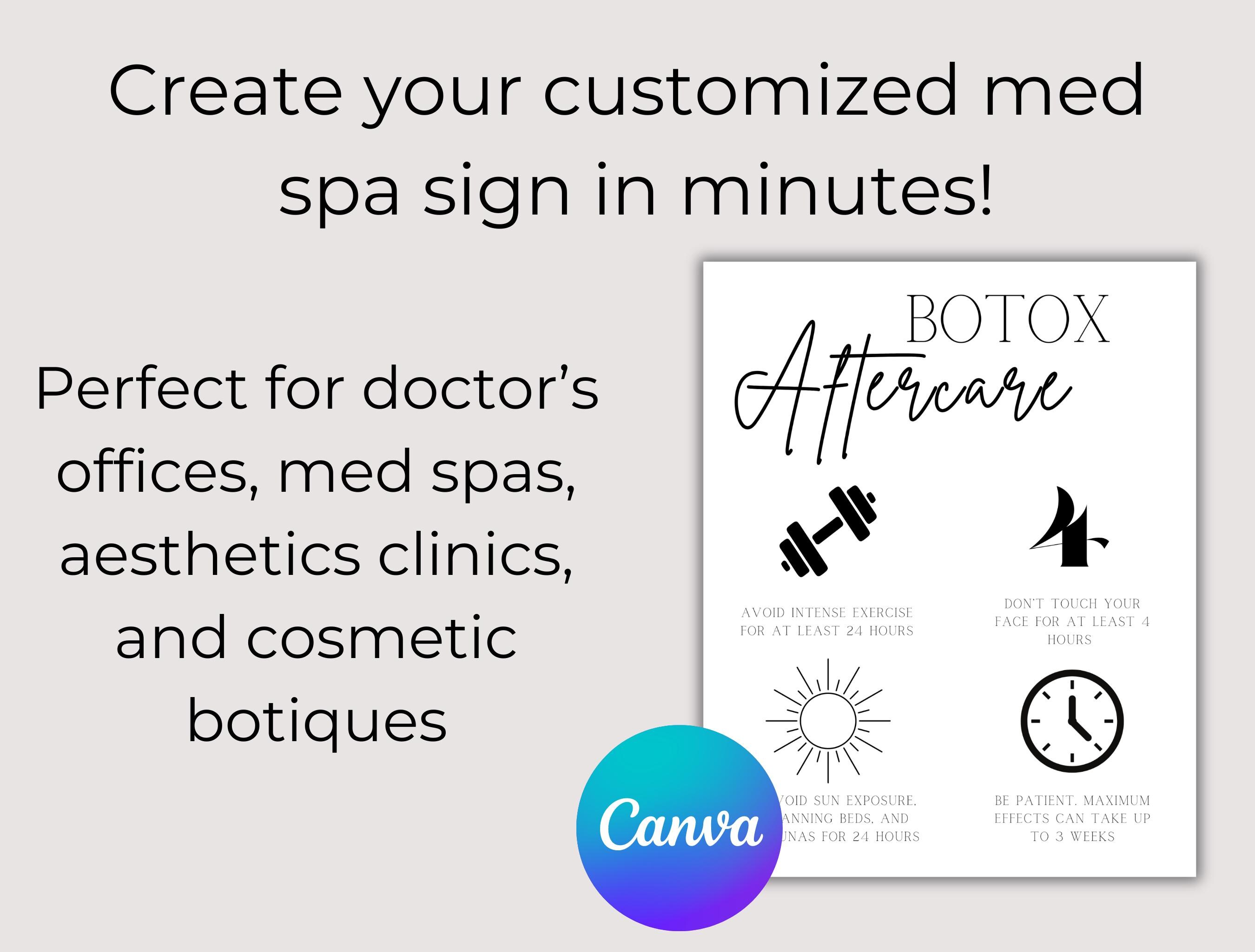 BOTOX Aftercare Sign, Printable Template Med Spa Sign, Beauty Sign ...