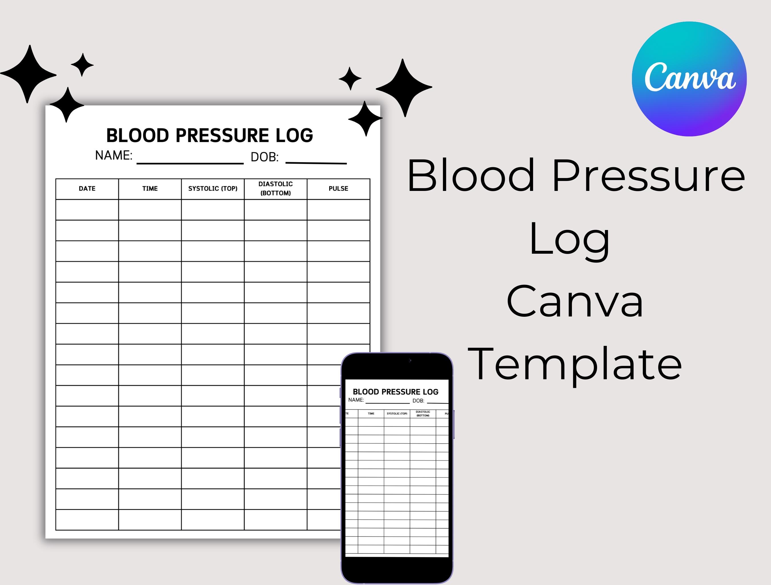 Blood Pressure Log Printable, Blood Pressure Tracker, Blood Pressure ...