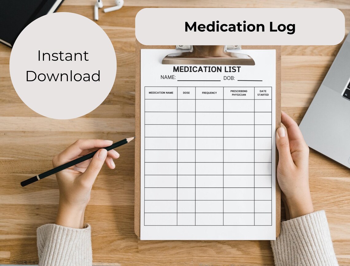 Medication Log Printable, Medication Tracker, Medication Intake ...