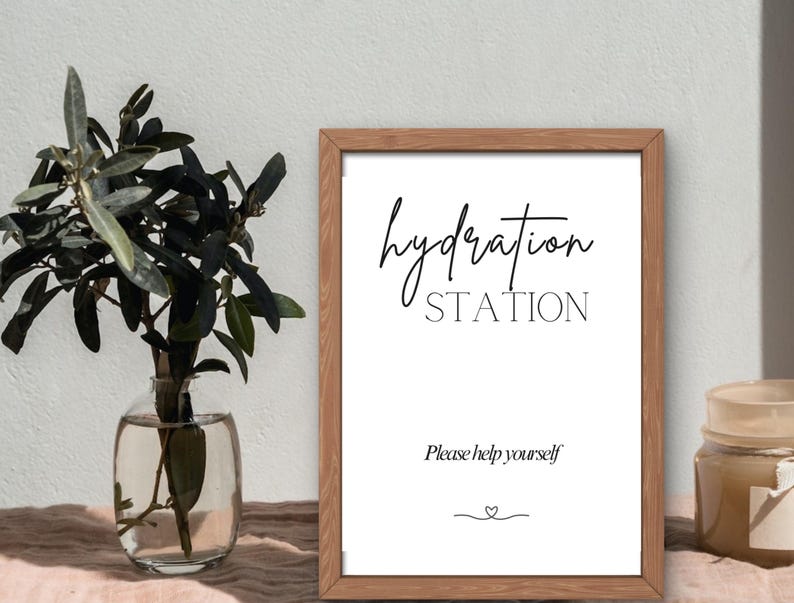 Hydration Station Wedding Sign, Printable Template Water Station Sign ...
