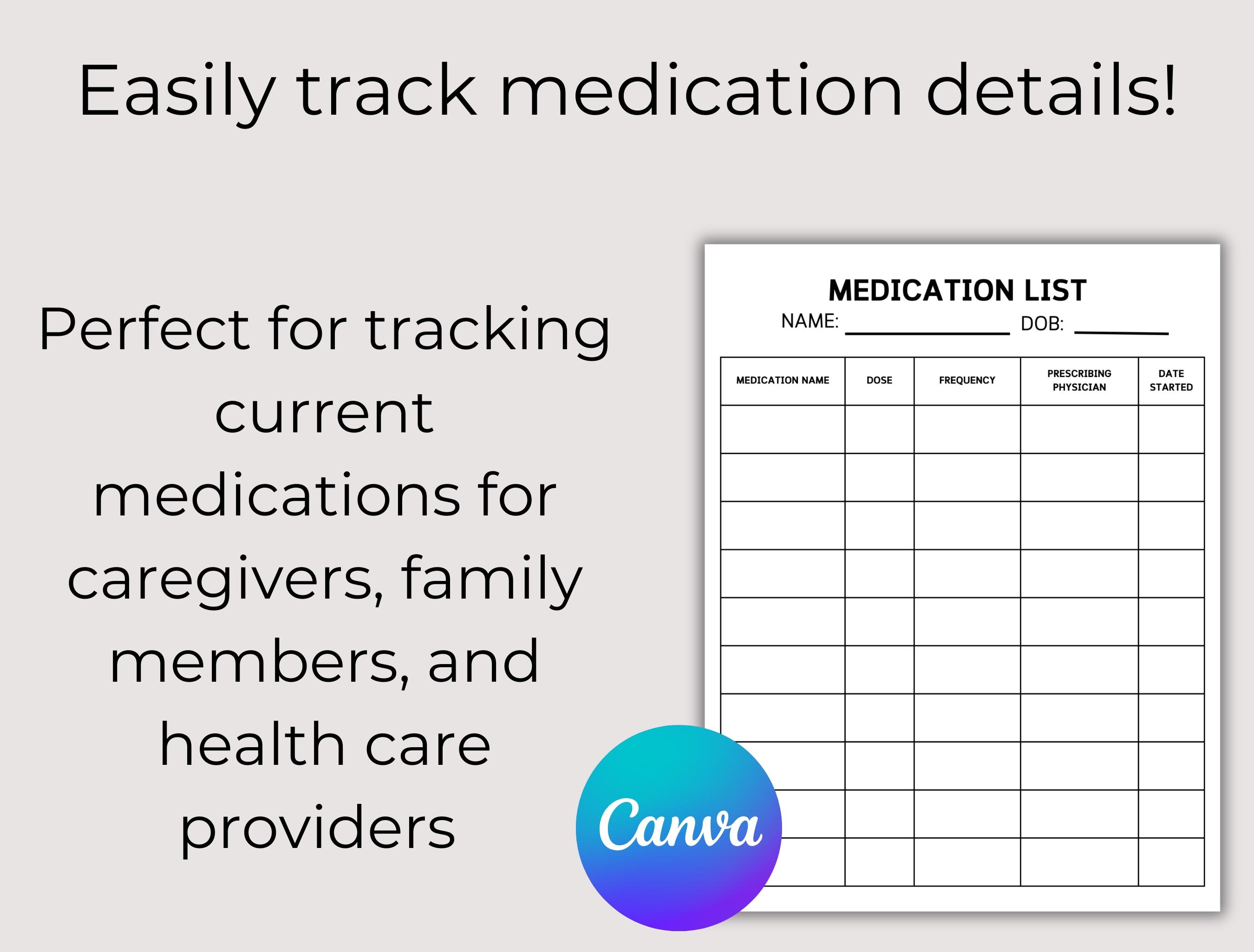 Medication Log Printable, Medication Tracker, Medication Intake ...