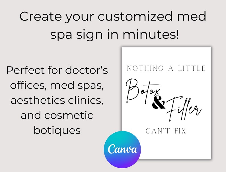 BOTOX and Filler Sign, Printable Template Med Spa Sign, Beauty Sign ...