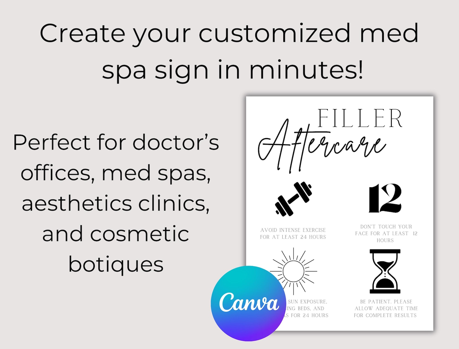 Filler Aftercare Sign, Printable Template Med Spa Sign, Beauty Sign ...