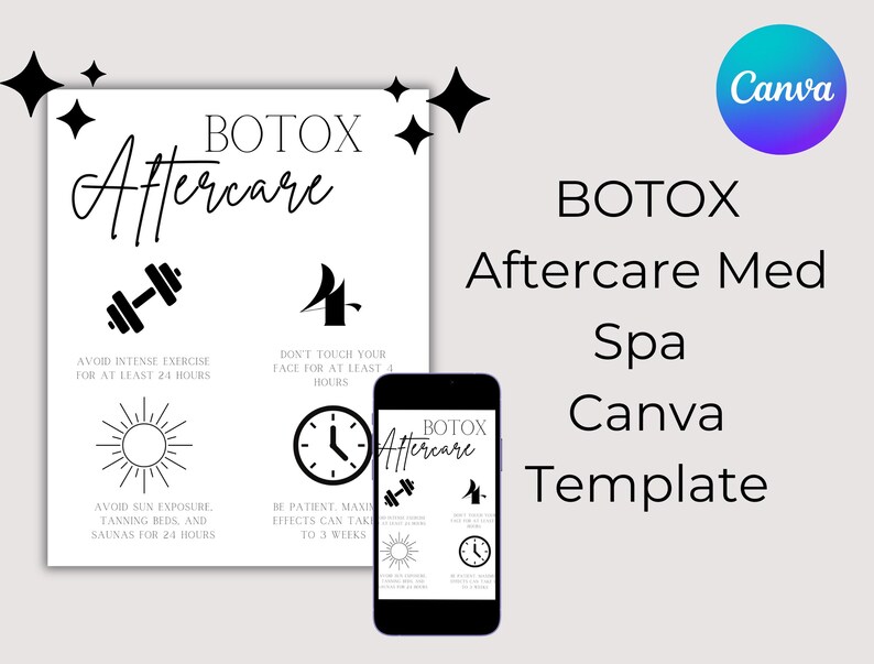 BOTOX Aftercare Sign, Printable Template Med Spa Sign, Beauty Sign ...