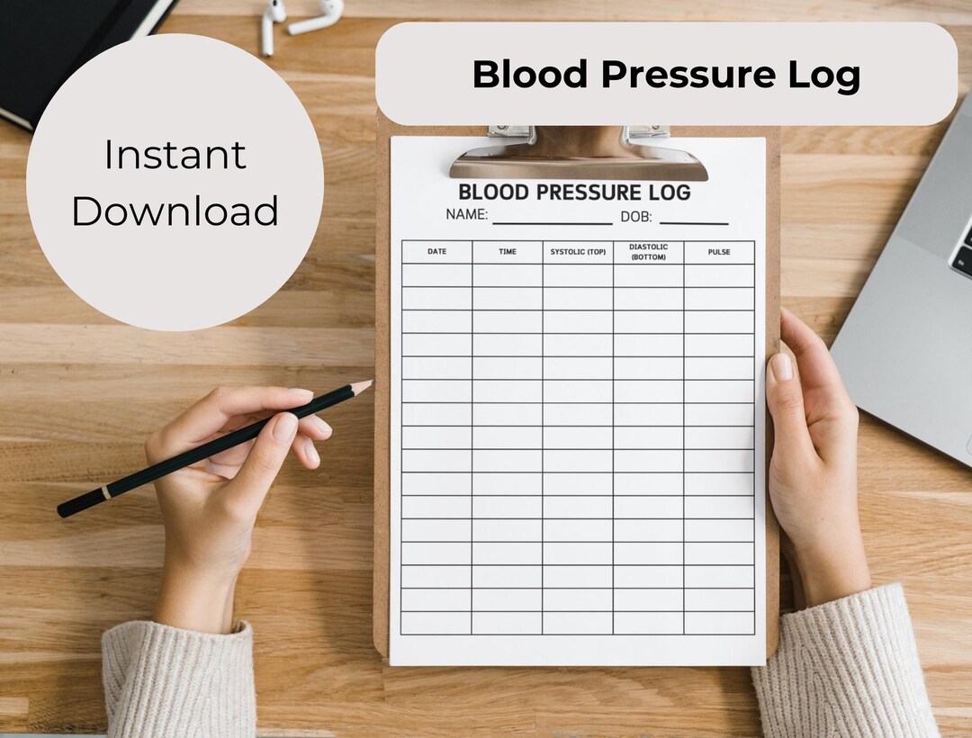 Blood Pressure Log Printable, Blood Pressure Tracker, Blood Pressure ...