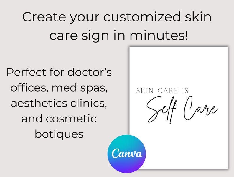 Skin Care Sign, Printable Template Med Spa Sign, Beauty Sign, Business ...