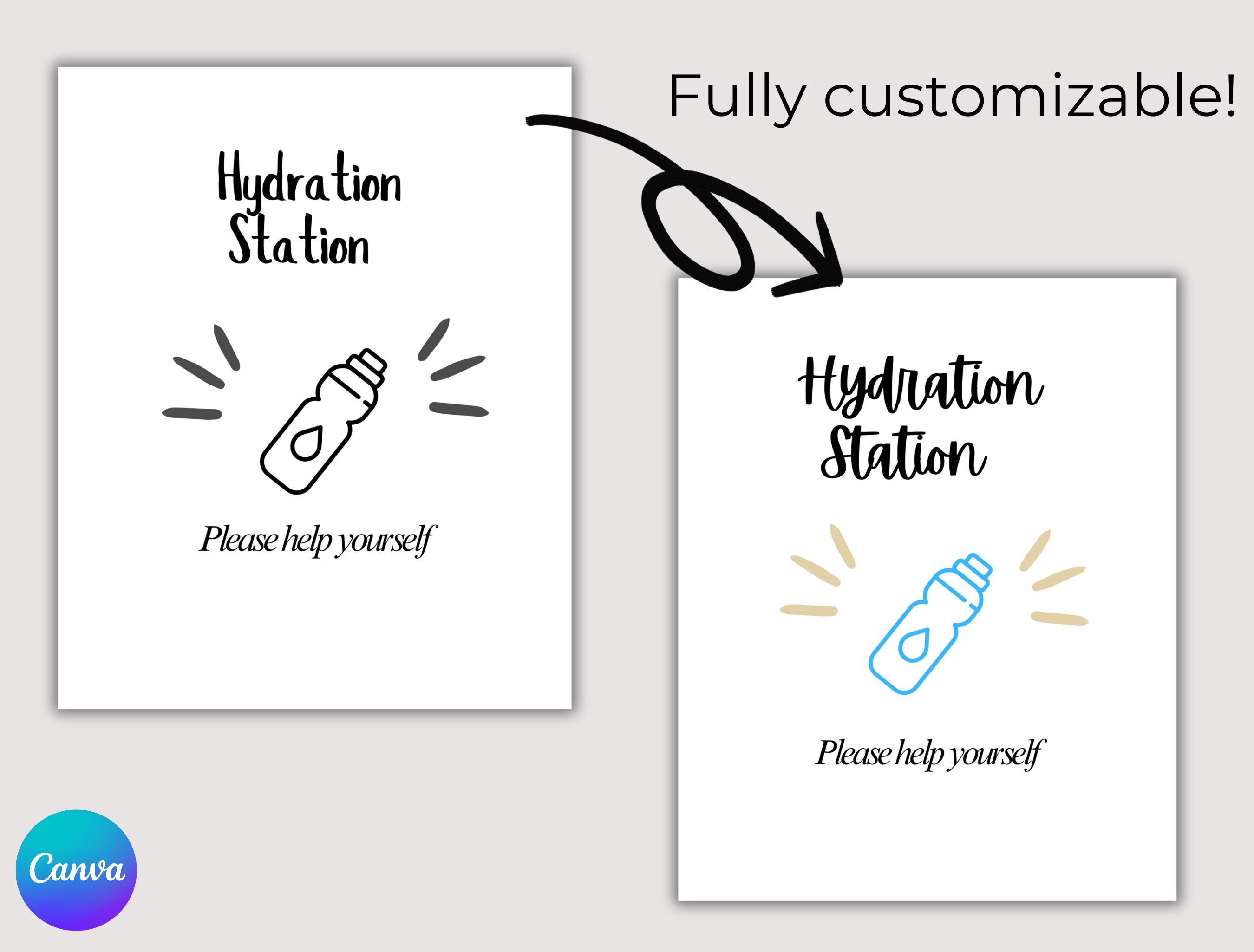 Hydration Station Wedding Sign, Printable Template Water Station Sign ...