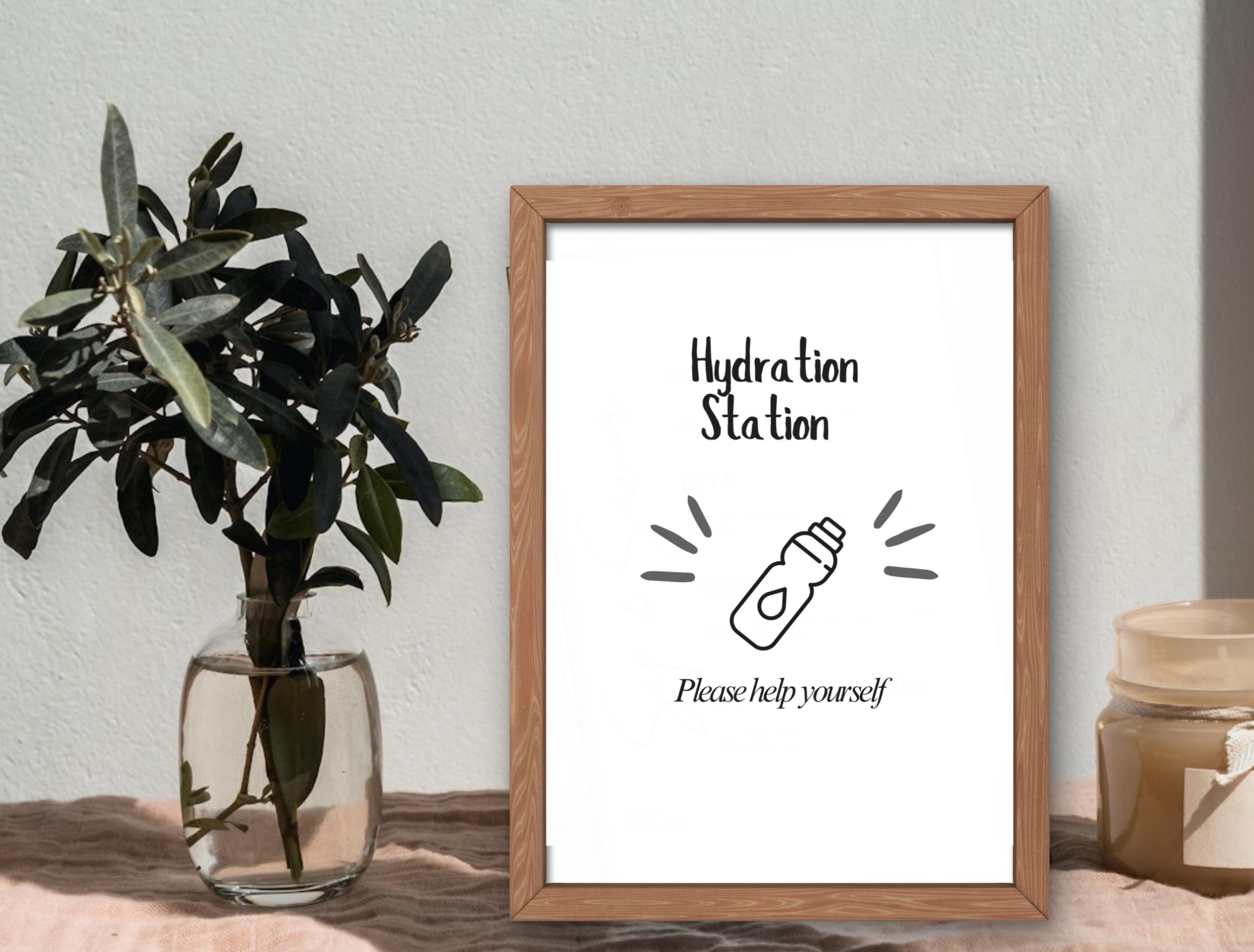 Hydration Station Wedding Sign, Printable Template Water Station Sign ...