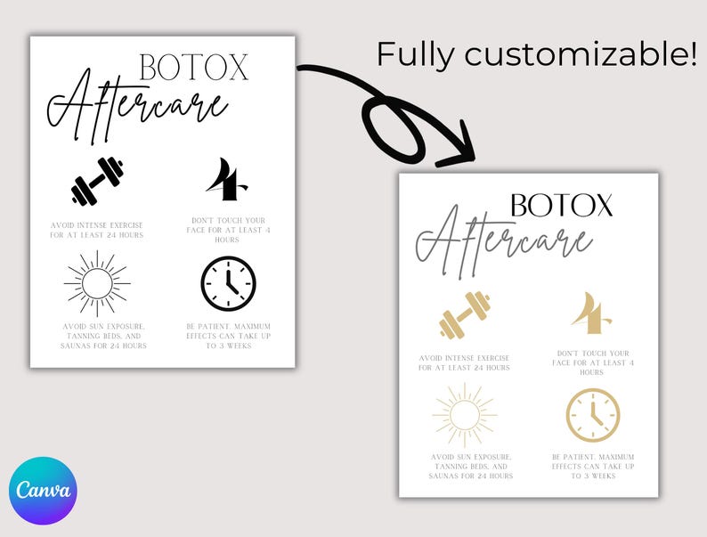 BOTOX Aftercare Sign, Printable Template Med Spa Sign, Beauty Sign ...
