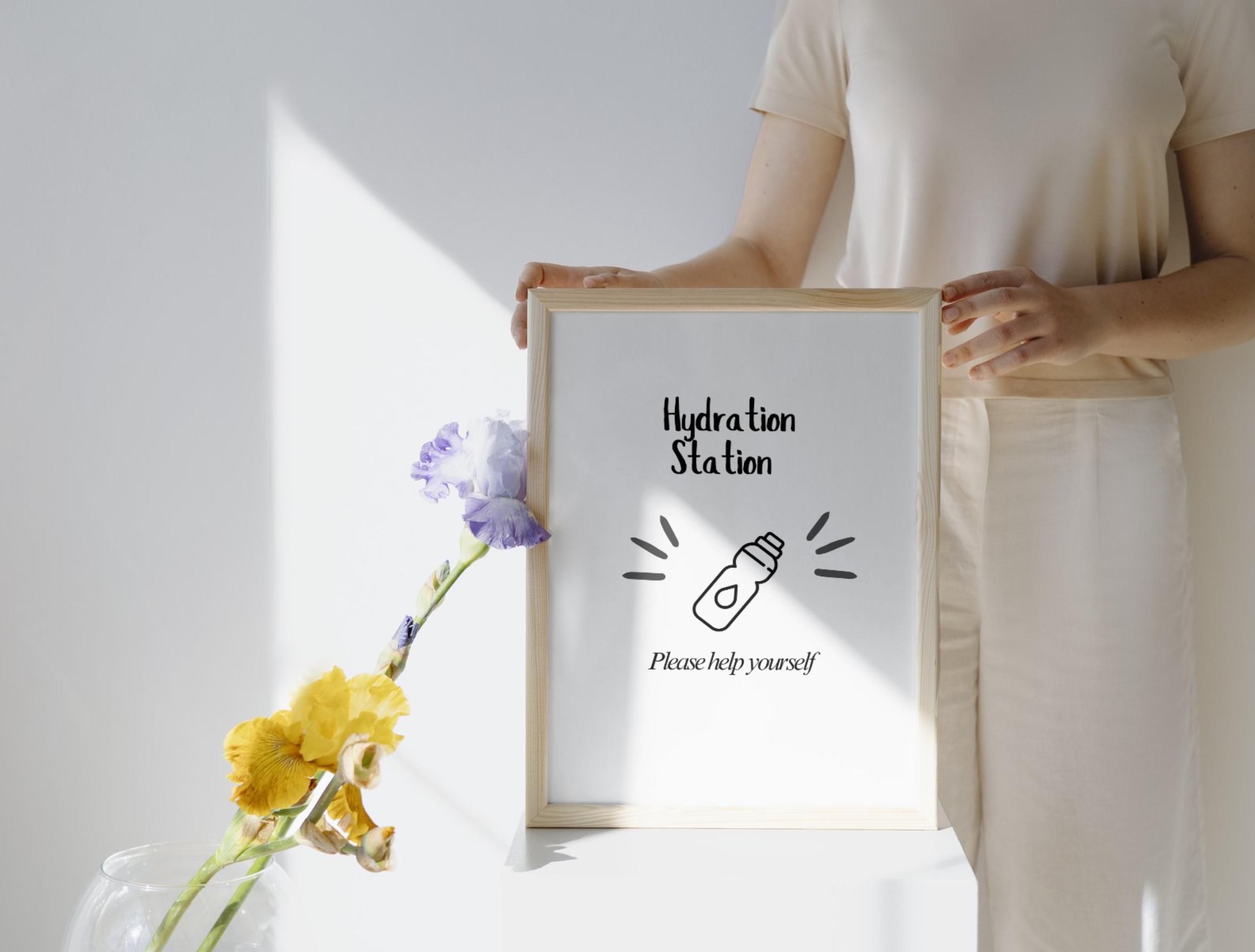 Hydration Station Wedding Sign, Printable Template Water Station Sign ...