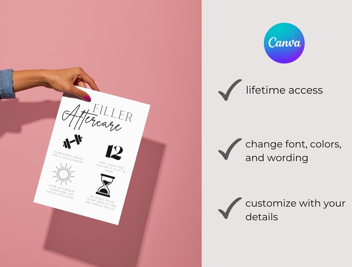 Filler Aftercare Sign, Printable Template Med Spa Sign, Beauty Sign ...