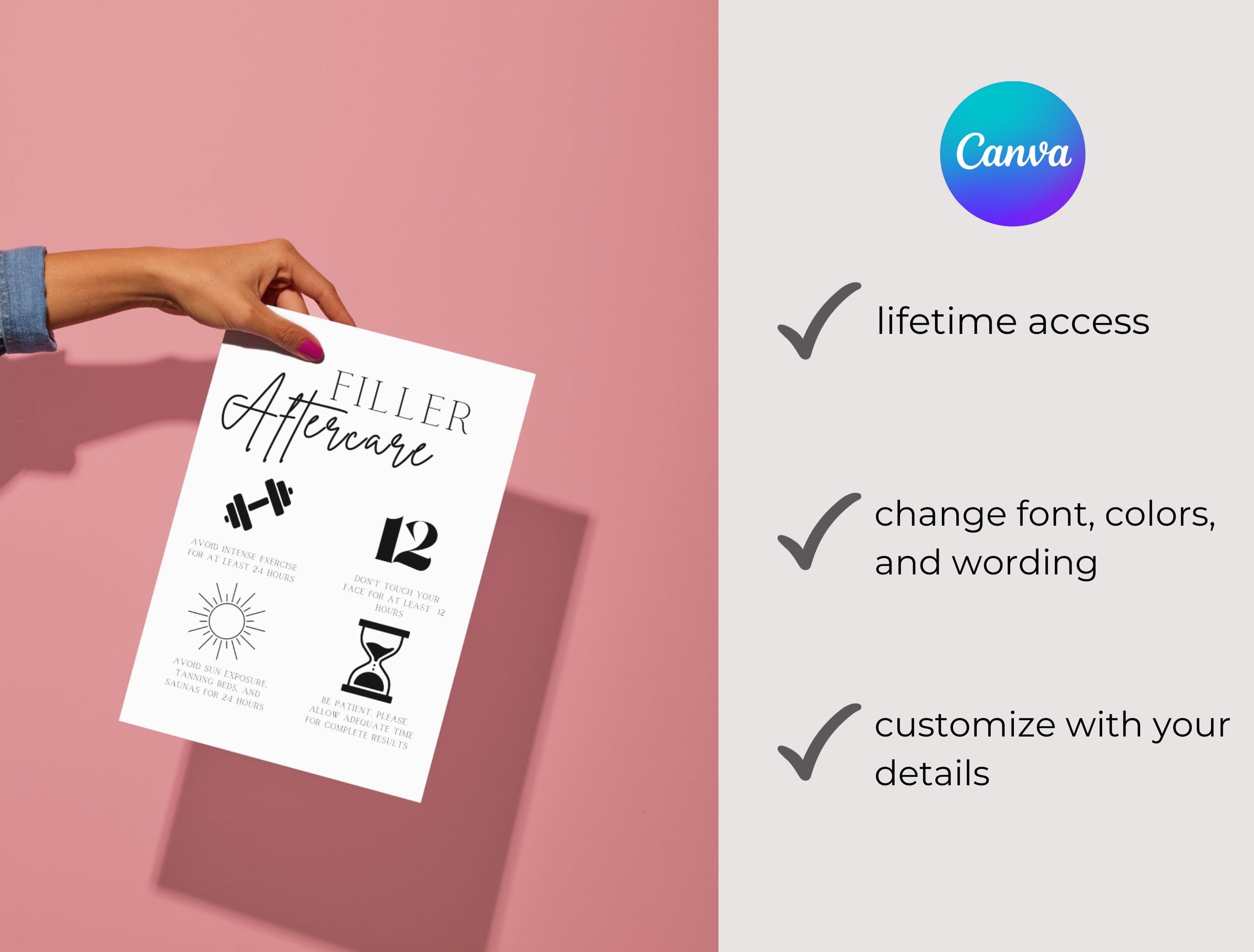 Filler Aftercare Sign, Printable Template Med Spa Sign, Beauty Sign ...