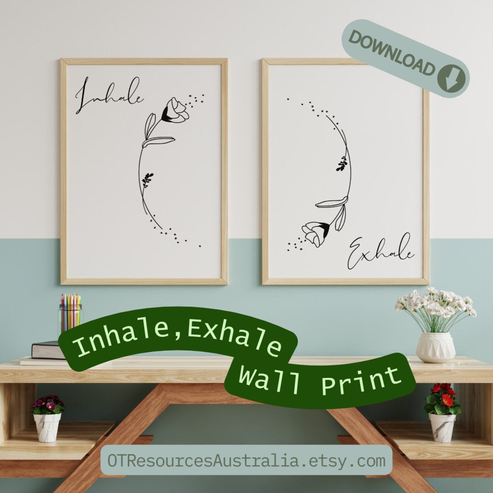 Inhale Exhale Wall Decor Print | Digital Download | Therapy Clinic ...