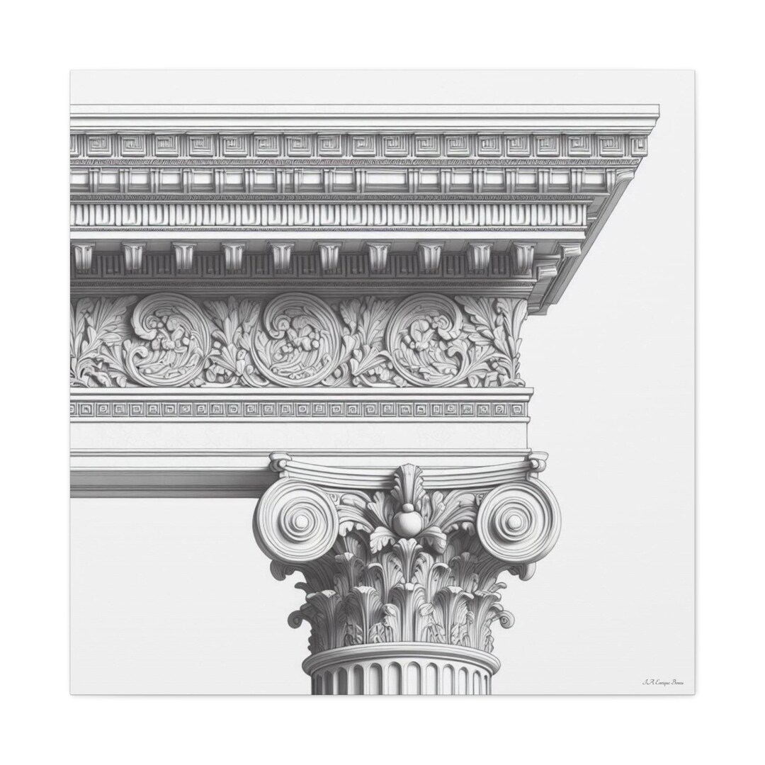 Greek Elegance: Architectural Drawing of a Classical Architrave Canvas ...