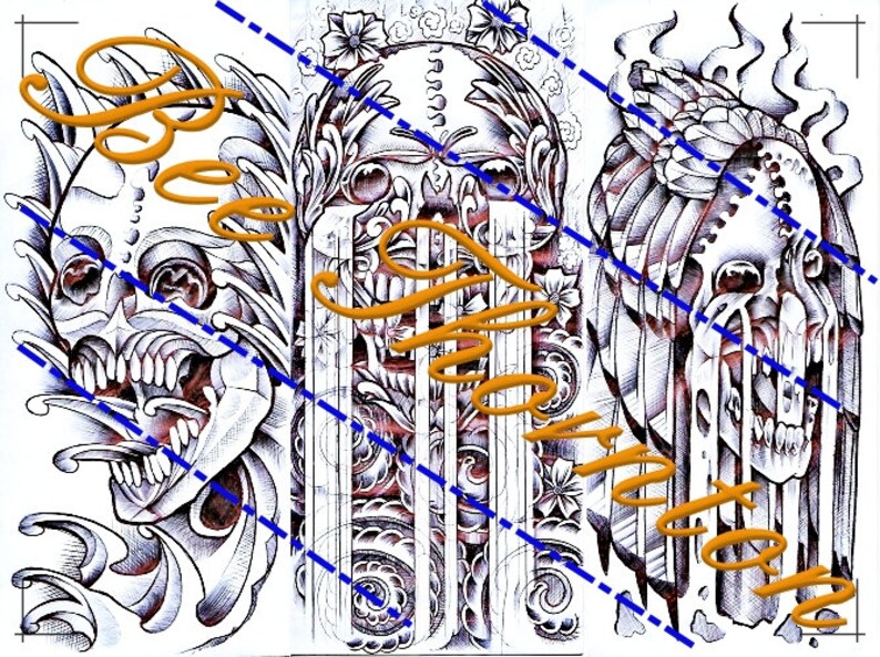 Skull Tattoo Flash Sheet 5 Prison Art - Etsy
