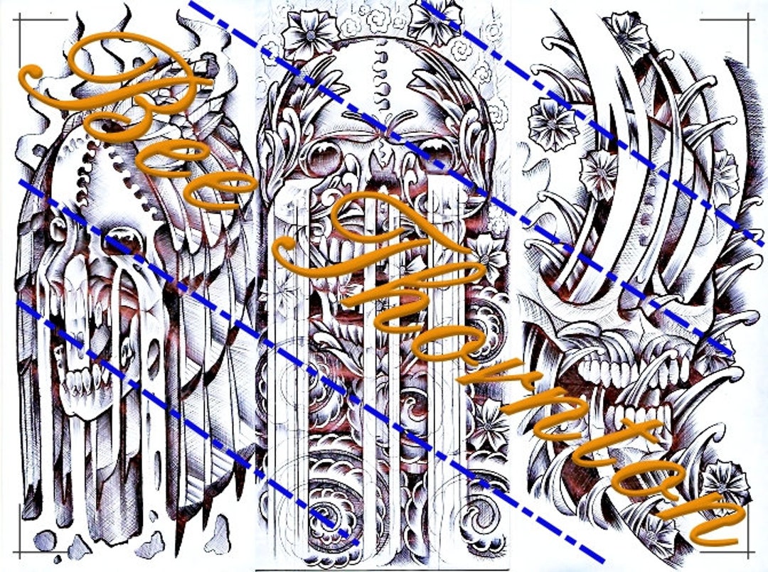 Skull Tattoo Flash Sheet 6 Prison Art - Etsy