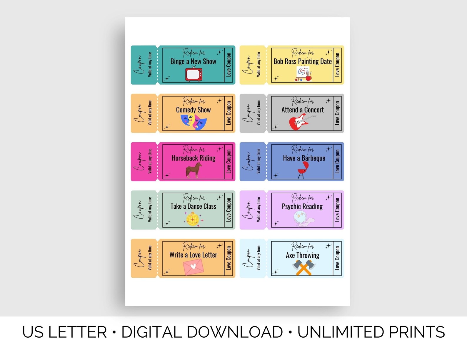 Printable Love Coupon Book for Him/her, Date Ideas, Editable Canva ...