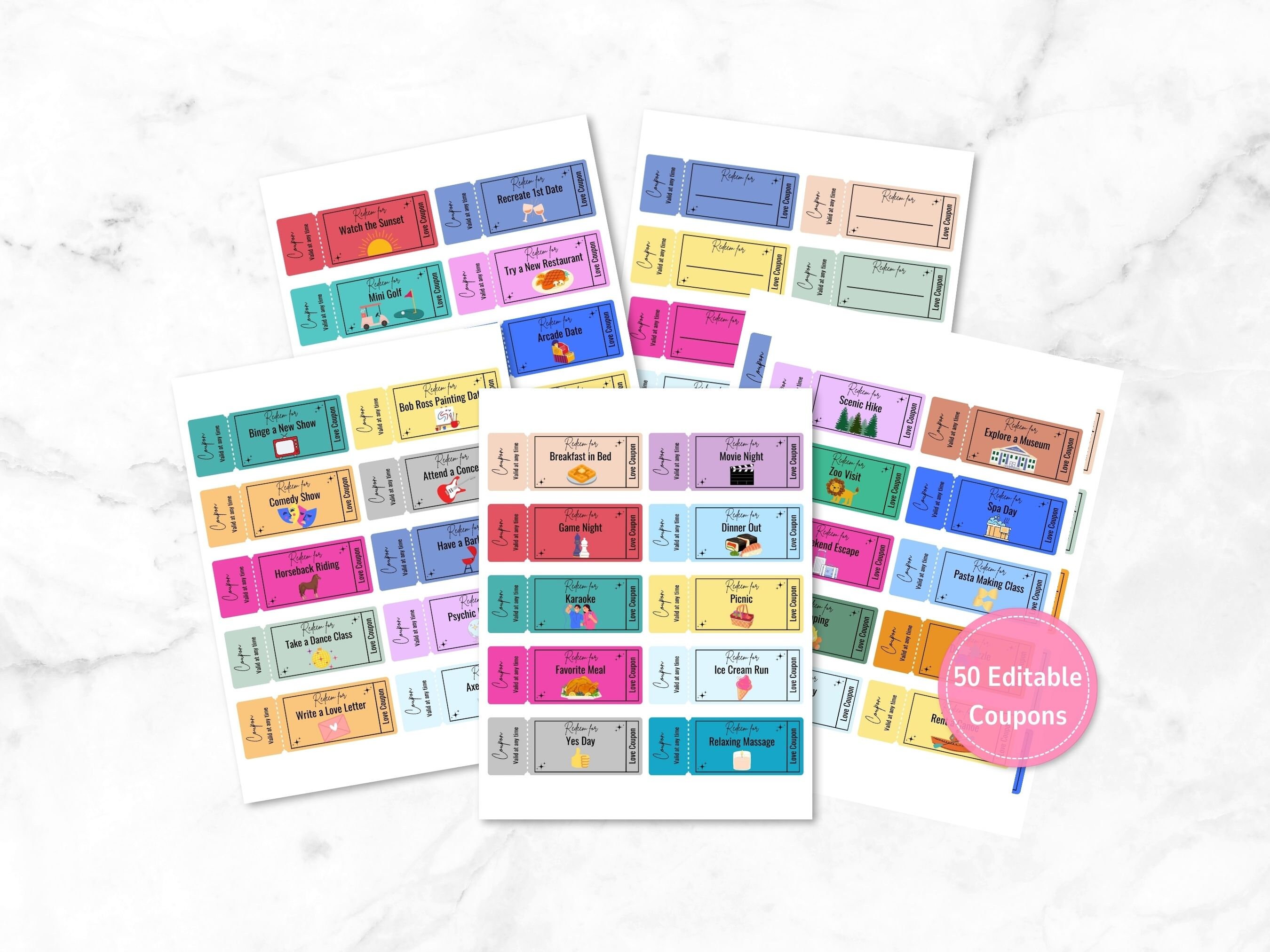 Printable Love Coupon Book for Him/her, Date Ideas, Editable Canva ...