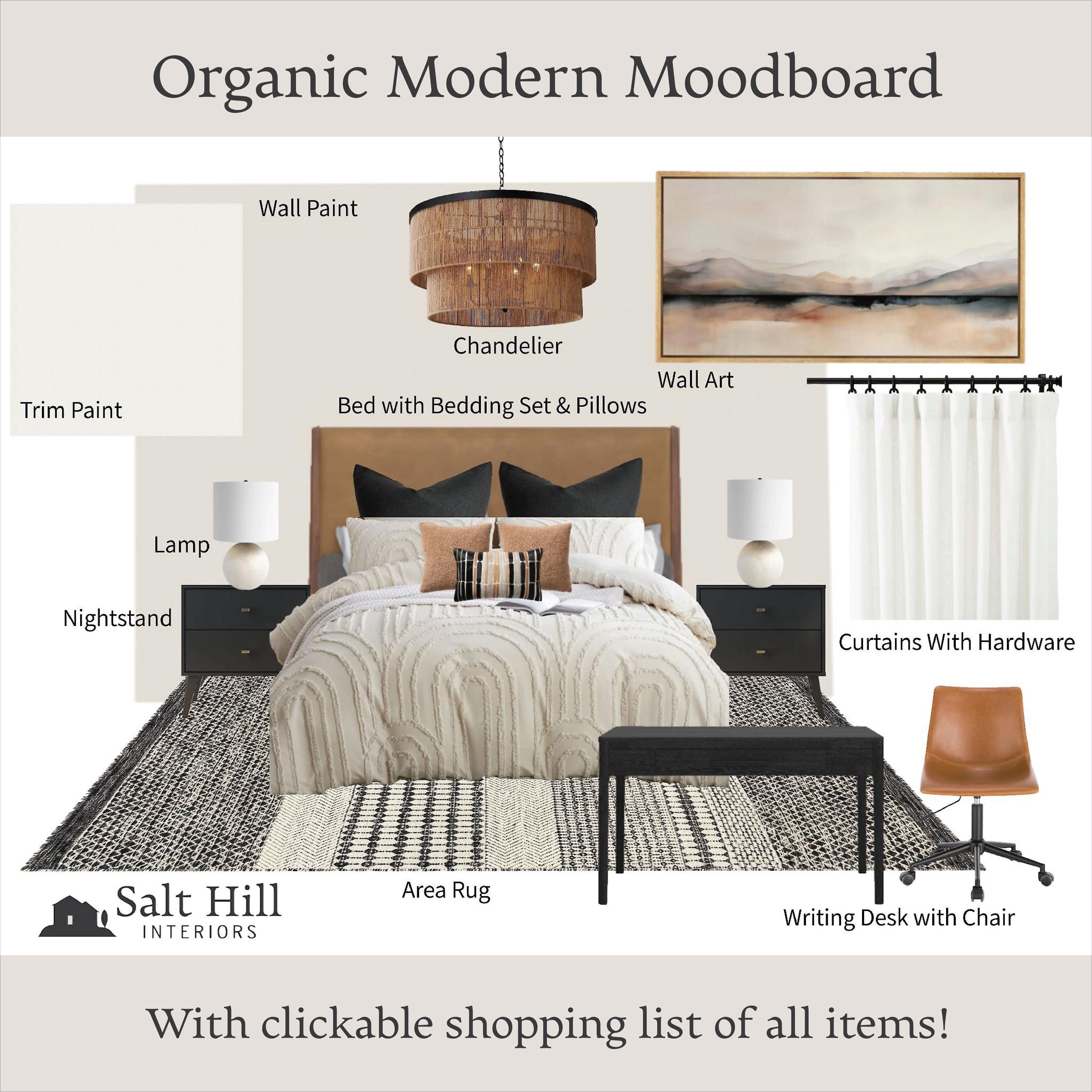 Modern Organic Bedroom Moodboard|online Interior Design|e-design ...