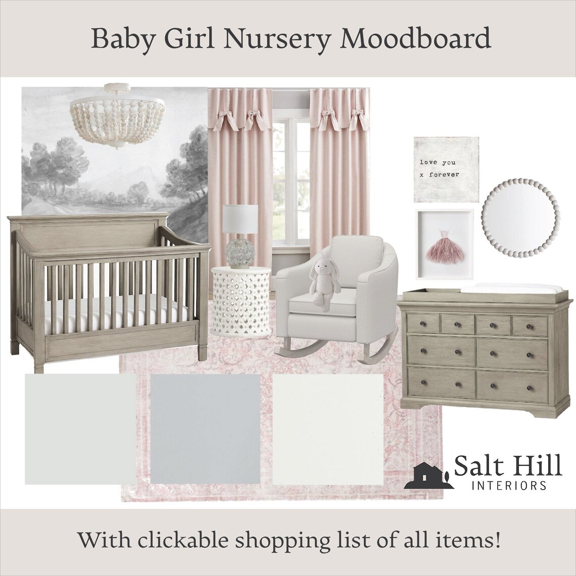 Moodboard|interior Design|baby Girl Nursery|interior Design Services ...