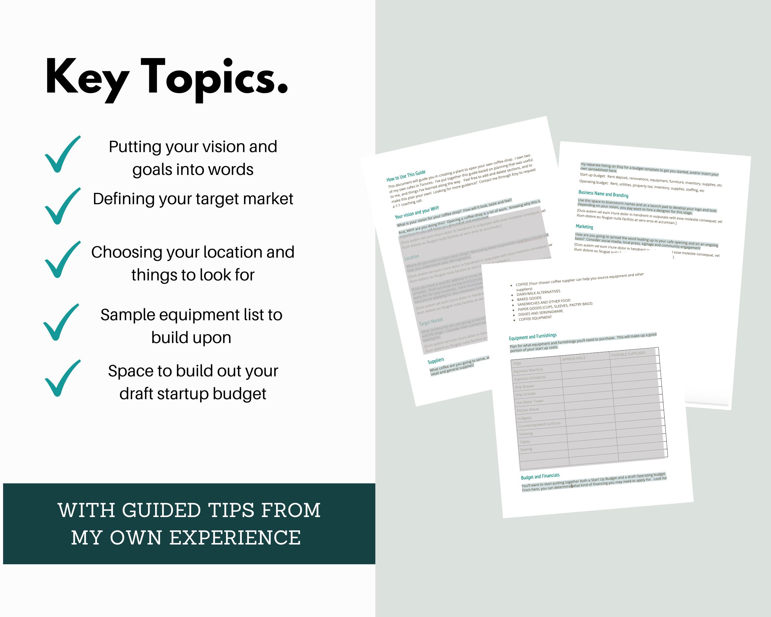 Coffee Shop Business Planning Template L Editable Google Doc Template L ...