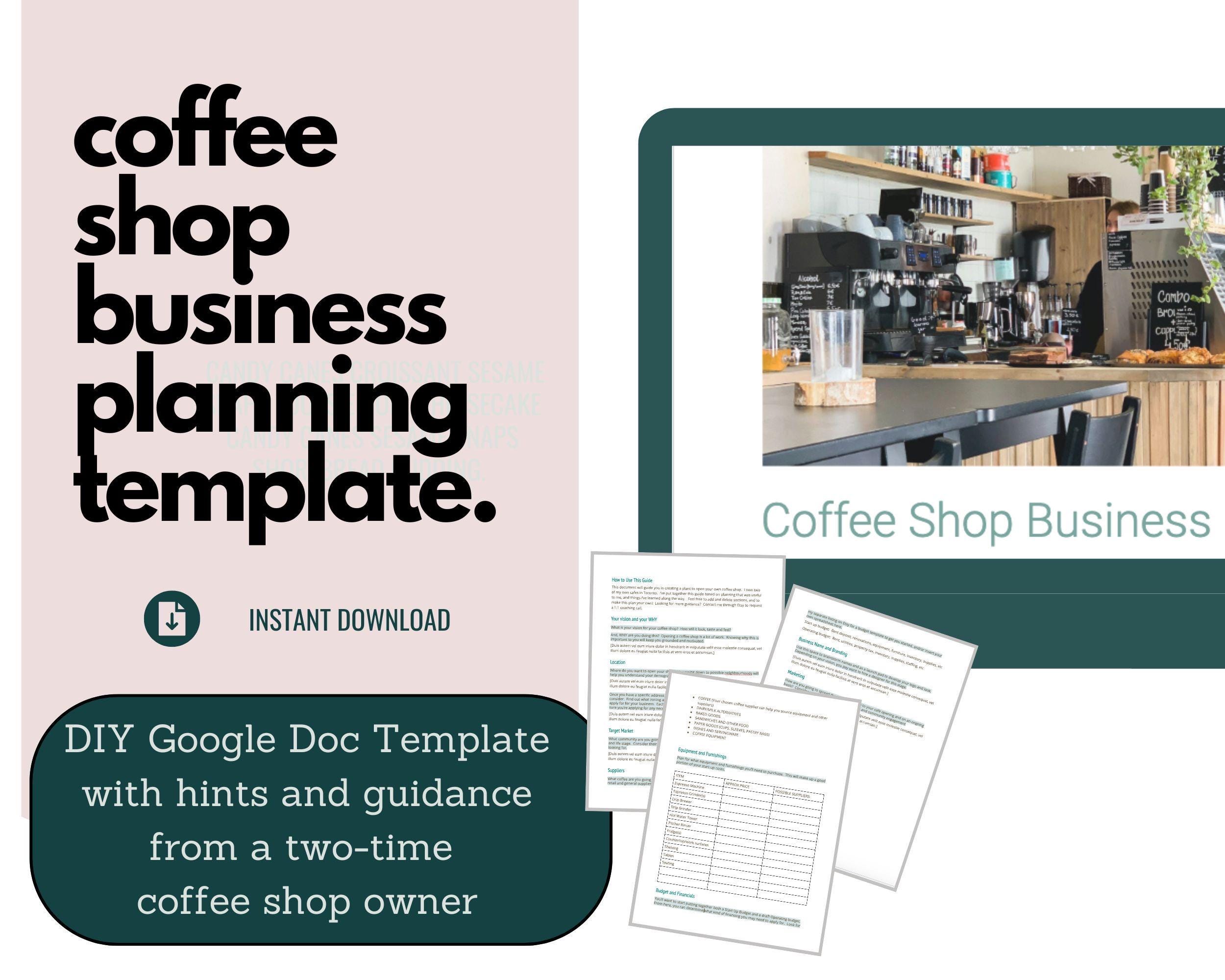 Coffee Shop Business Planning Template L Editable Google Doc Template L ...