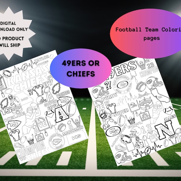 Chiefs Football Coloring Pages - Etsy