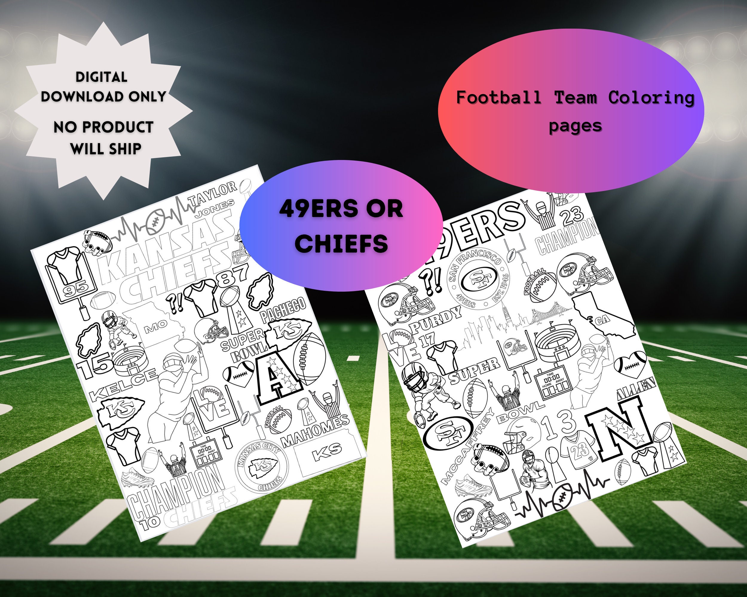Football Coloring Pages - Etsy