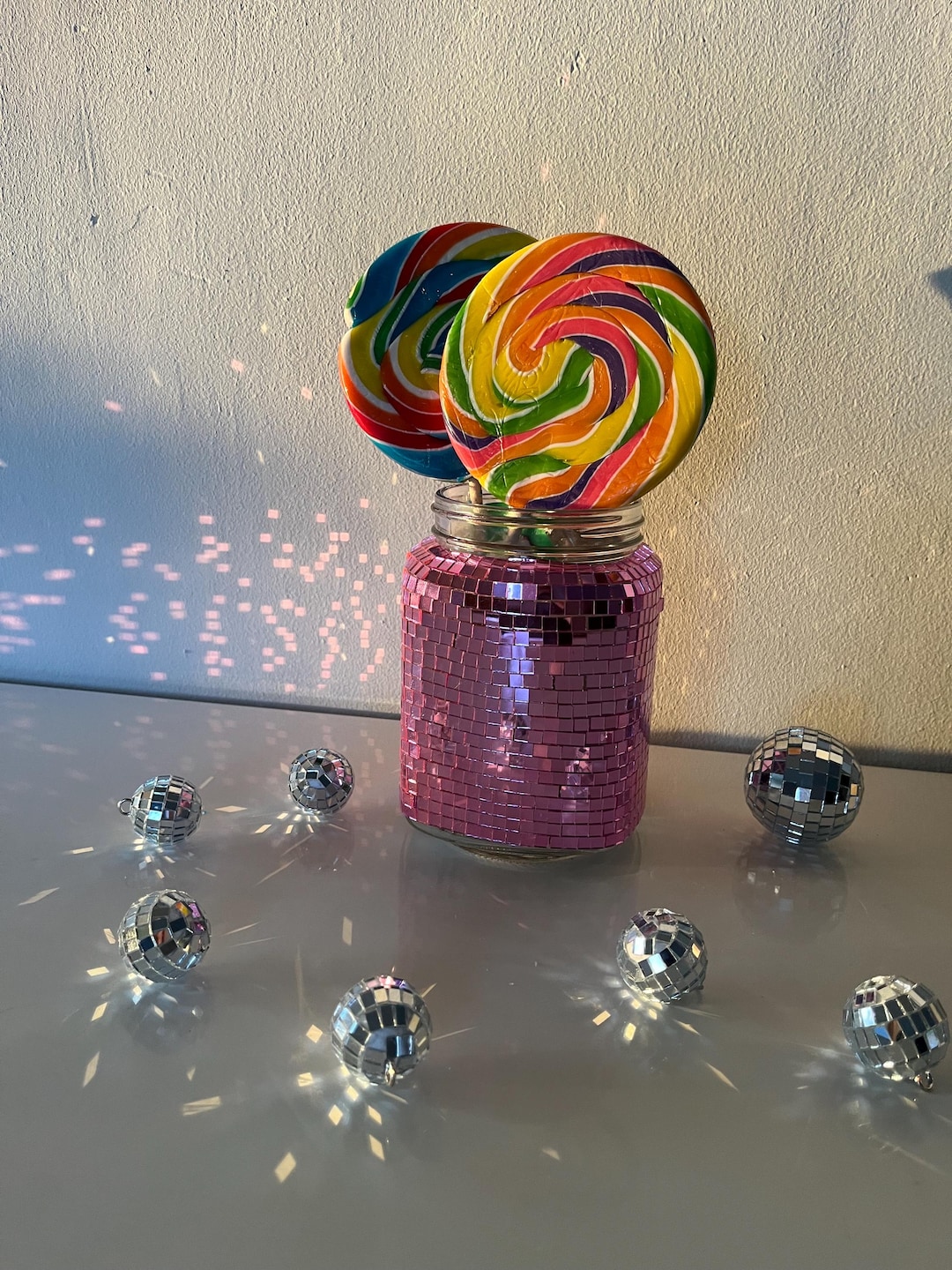 Pink Disco Jar: Handmade Tile Decoration - Etsy