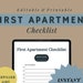 First Apartment Checklist Printable, Editable, Canva Template, Instant ...