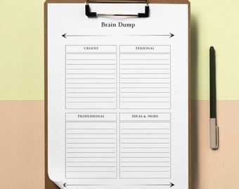 Brain Dump Digital Pdf Printable Minimalist Productivity - Etsy UK