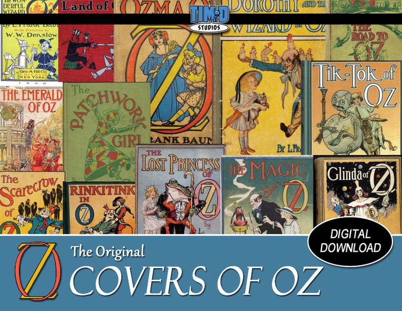 Oz Book Covers Collage Poster: Vintage Art, Trading Cards (digital ...