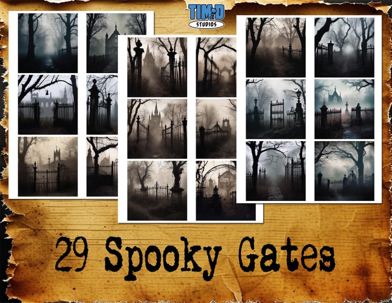 Spooky Gates Cemetery Halloween Creepy Photos for Junk Journals, Paper ...