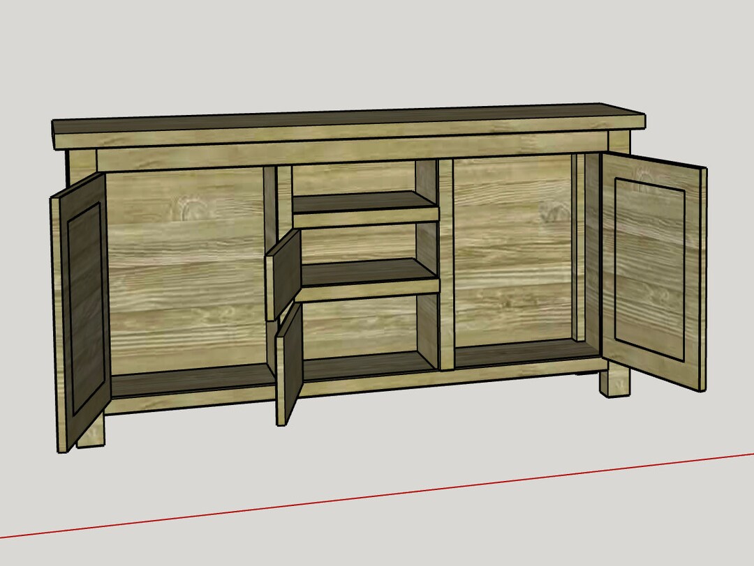 Entertainment Console/media Table Plans, Farmhouse Style Woodworking ...