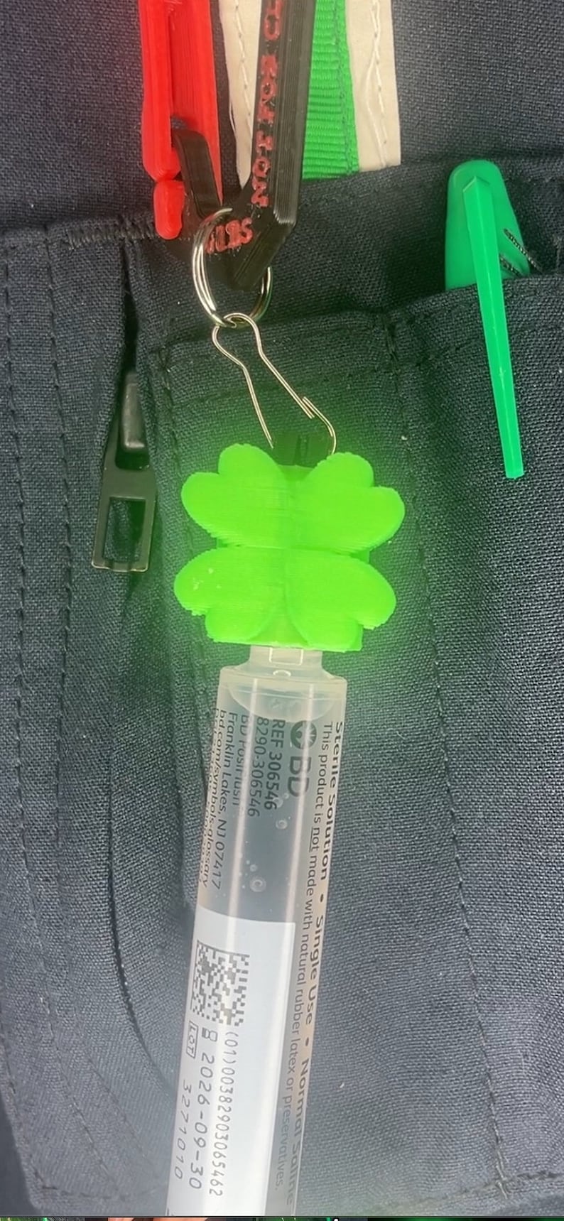 Glow in the Dark Lucky Charm Med Clip Syringe Holder (nurse, Paramedic ...