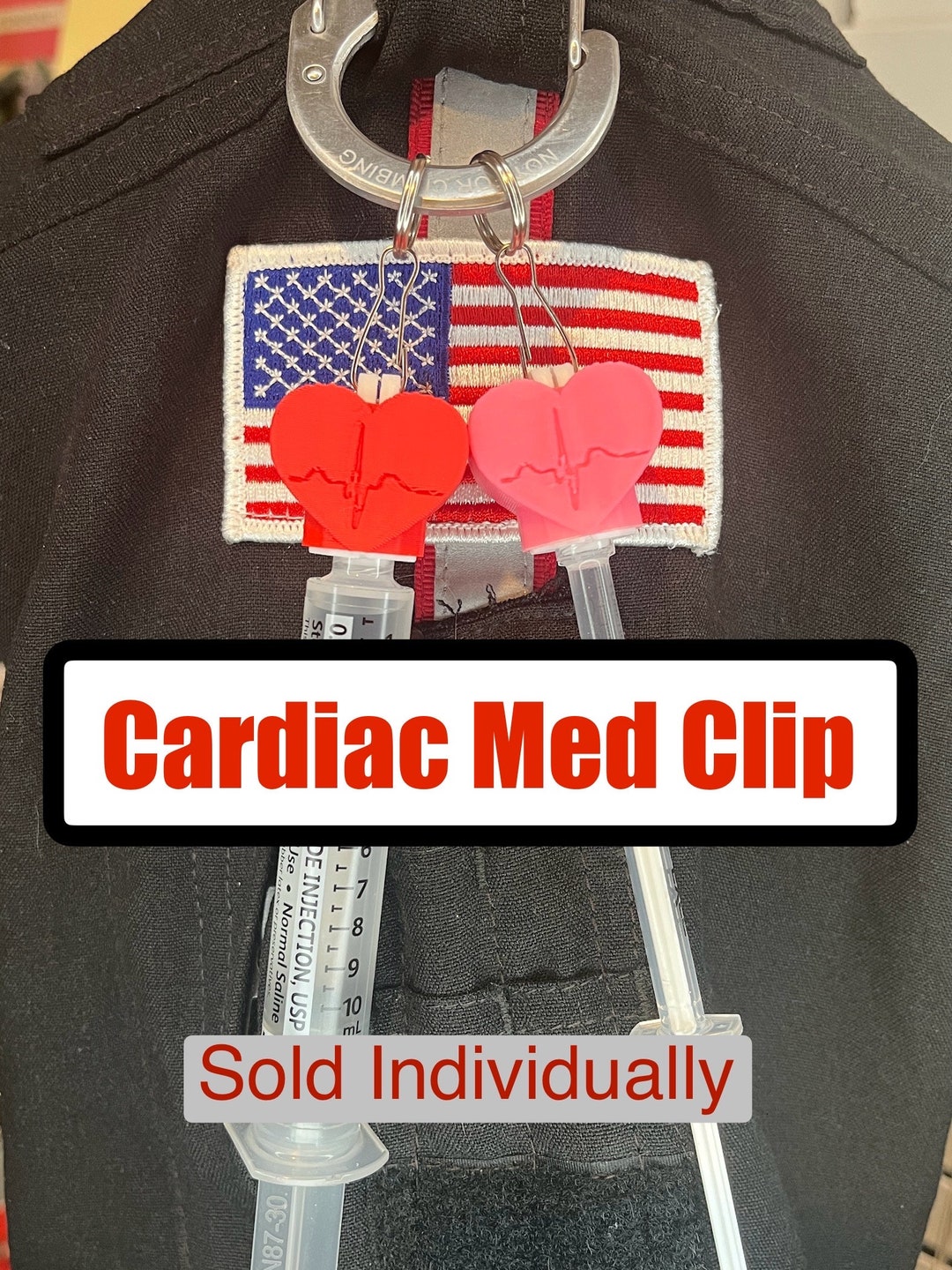Heart Shaped Cardiac Med Clip Syringe Holder (nurse, Paramedic, EMT ...