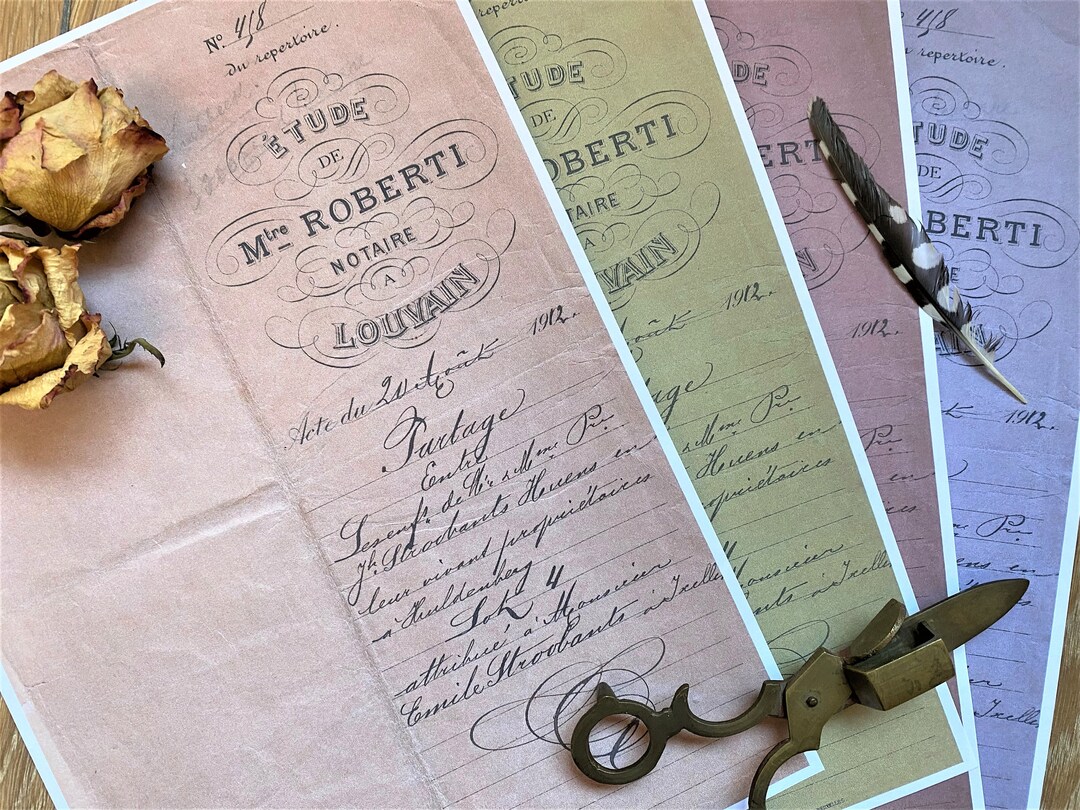 1912 Antique Documents Set 1, 15 Pages, Covers and Backs in 4 Vintage ...