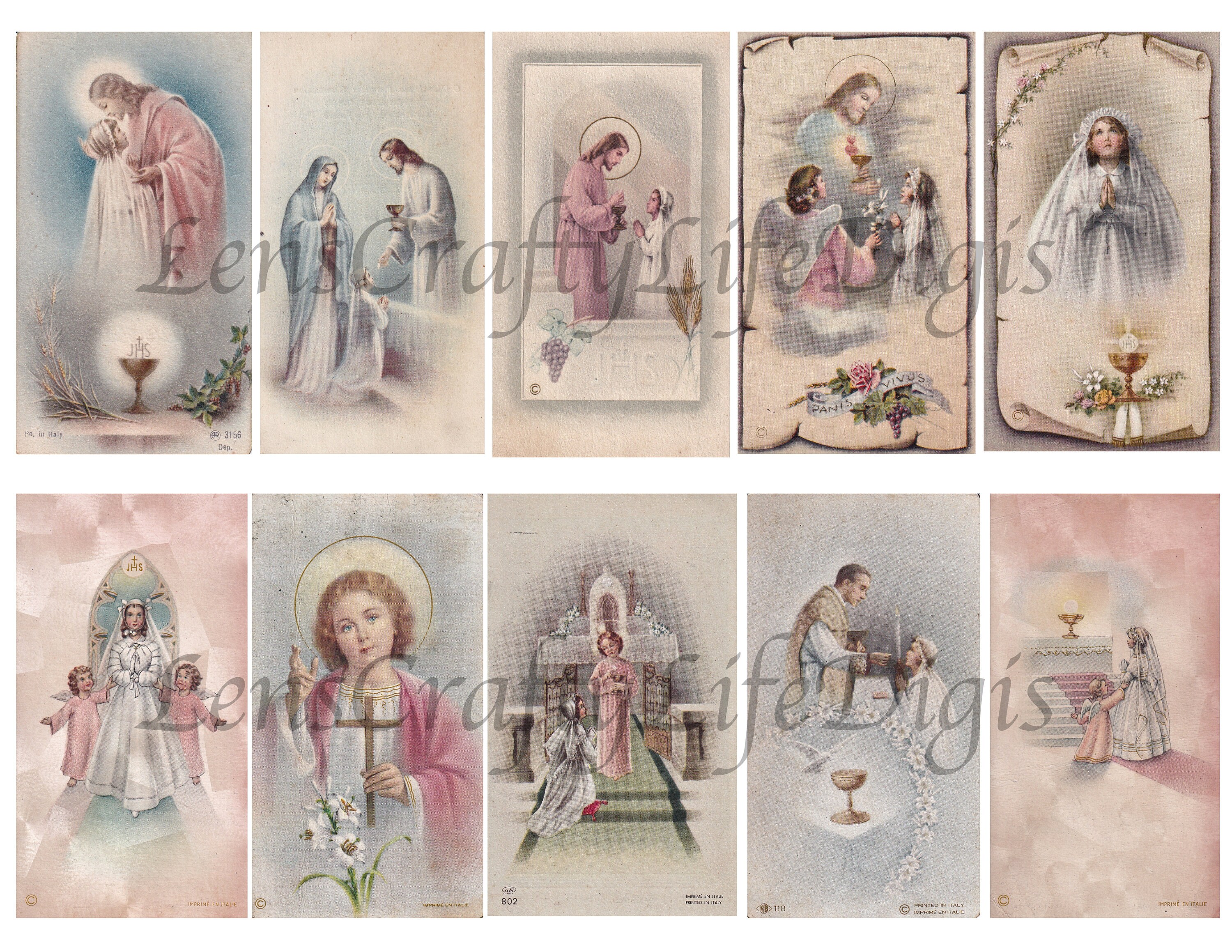 French 1950s Communion Solenelle Cards - Proclamation of Faith 10 Cards ...