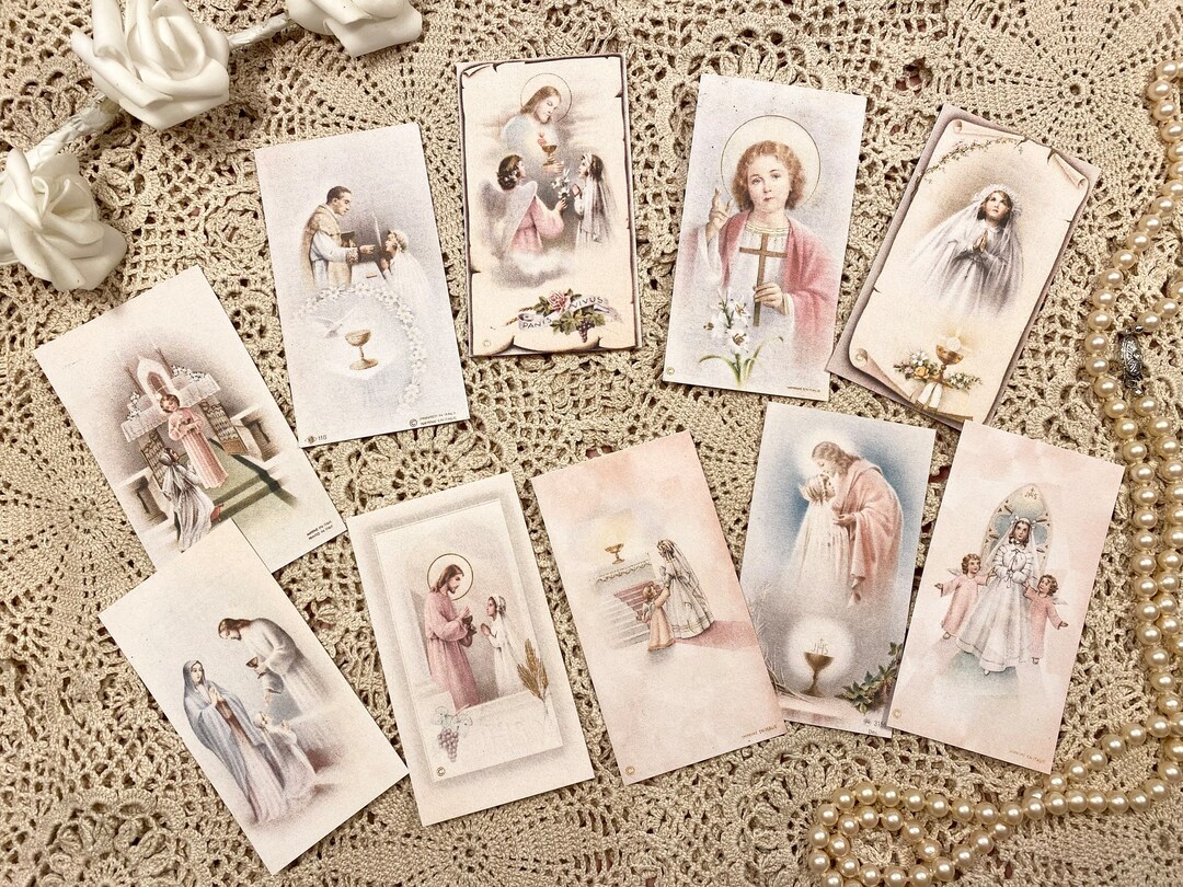 French 1950s Communion Solenelle Cards - Proclamation of Faith 10 Cards ...