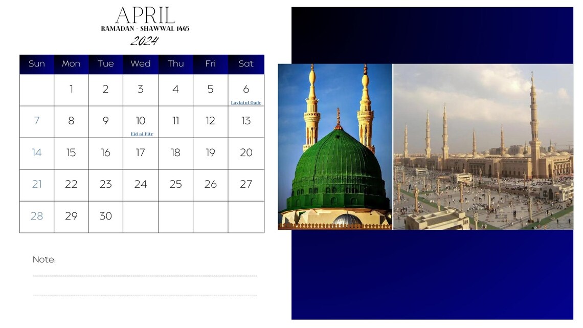 Islamic Calendar 2024 - Etsy
