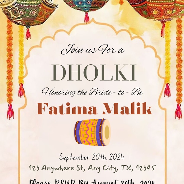 Dholki Invitation - Etsy
