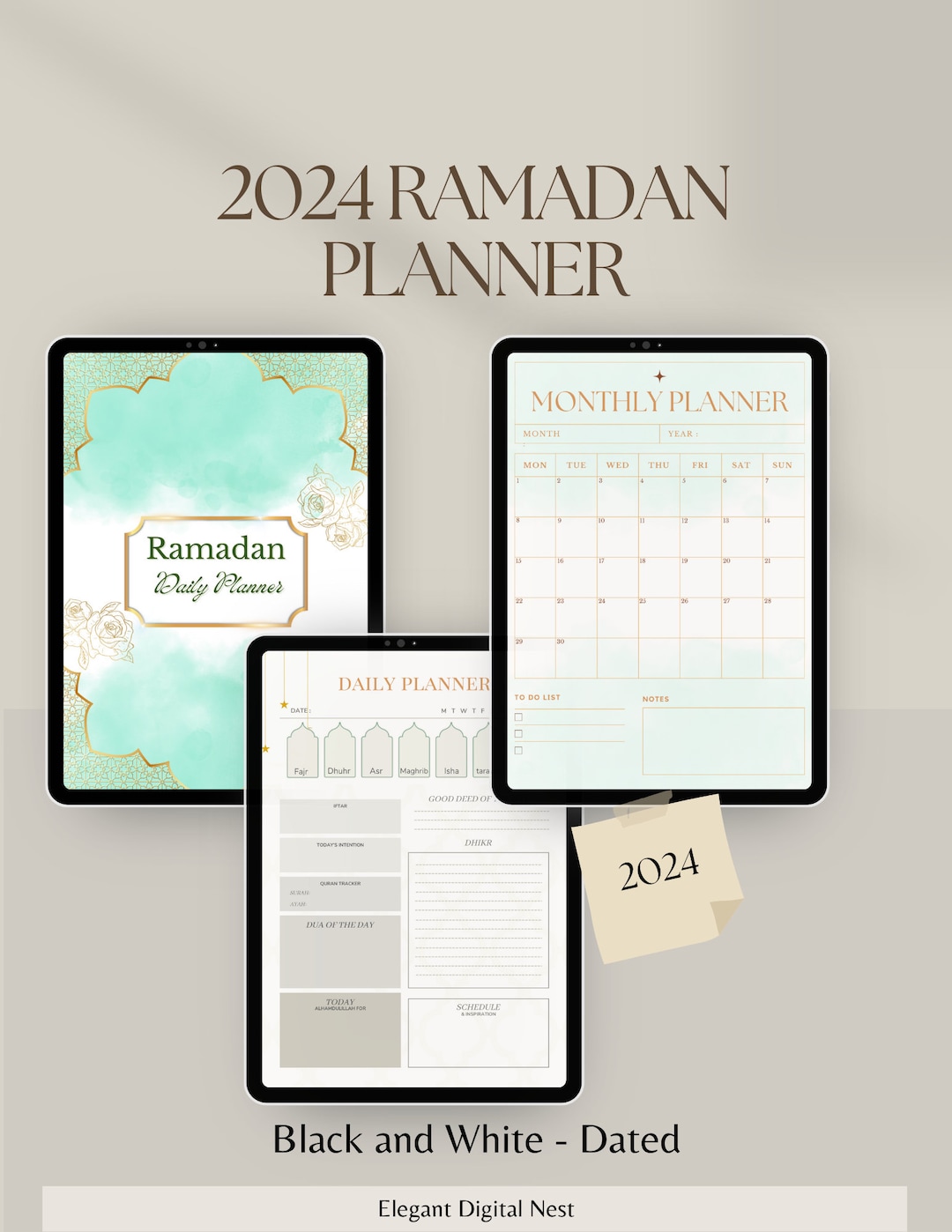 Digital Ramadan Planner Printable PDF Daily & Weekly Organizers Sadaqah ...
