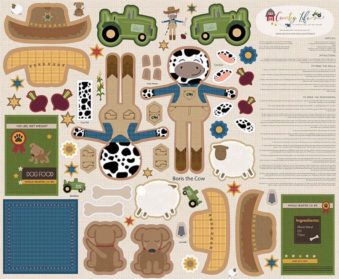 Boris the Cow Panel Country Live Collection by Jennifer Long Bee ...