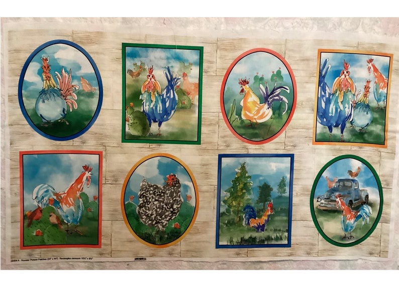 Rooster Picture Patches PANEL by QT Fabrics 28404 A 24 X 44 - Etsy