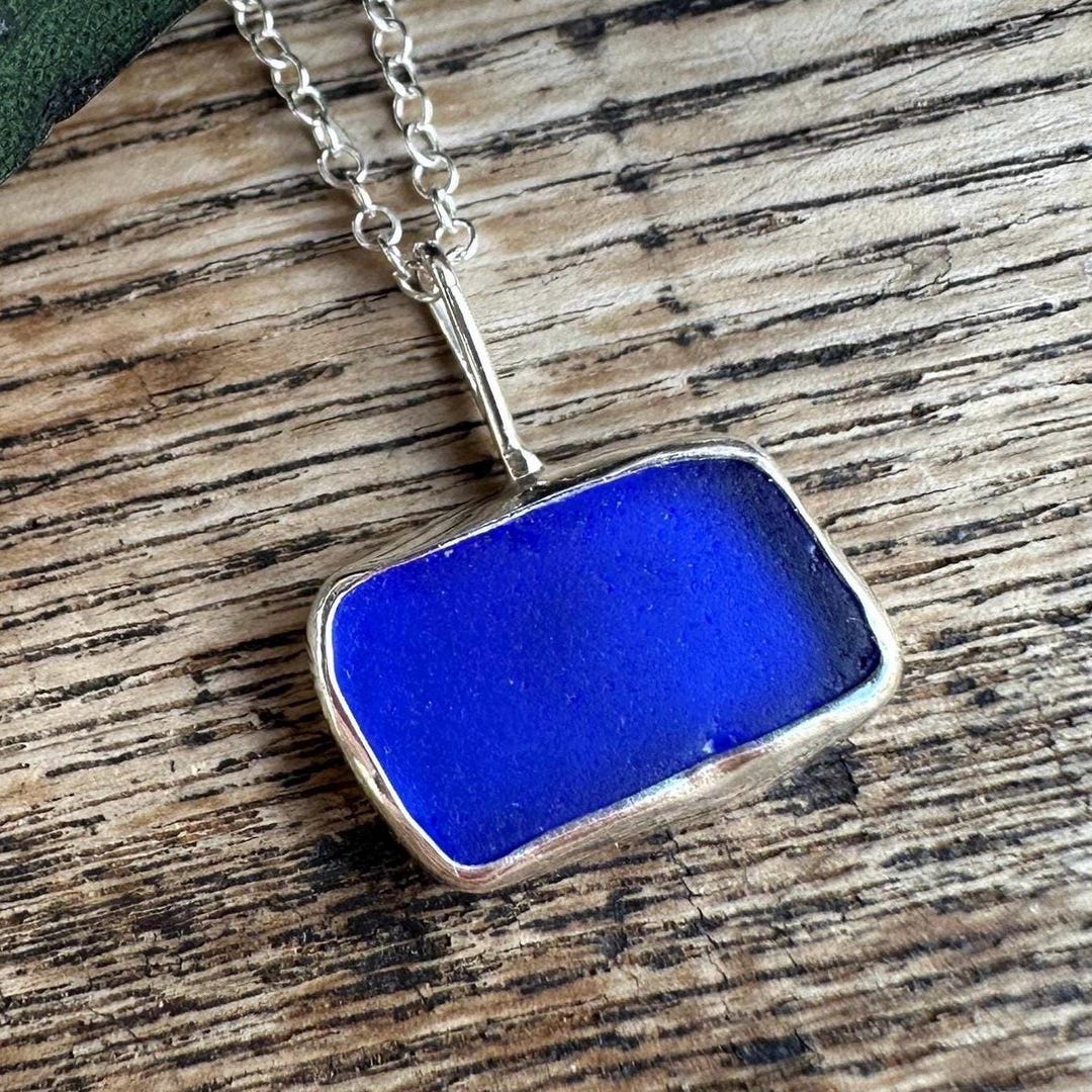 Seaglass Necklace, Cobalt Blue Beach Glass, Seaglass Jewellery, Sea ...