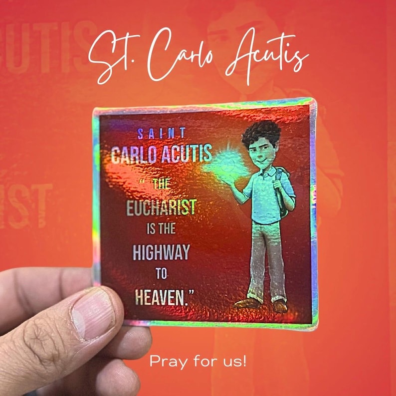 St. Carlo Acutis Holographic Sticker or Magnet - Etsy