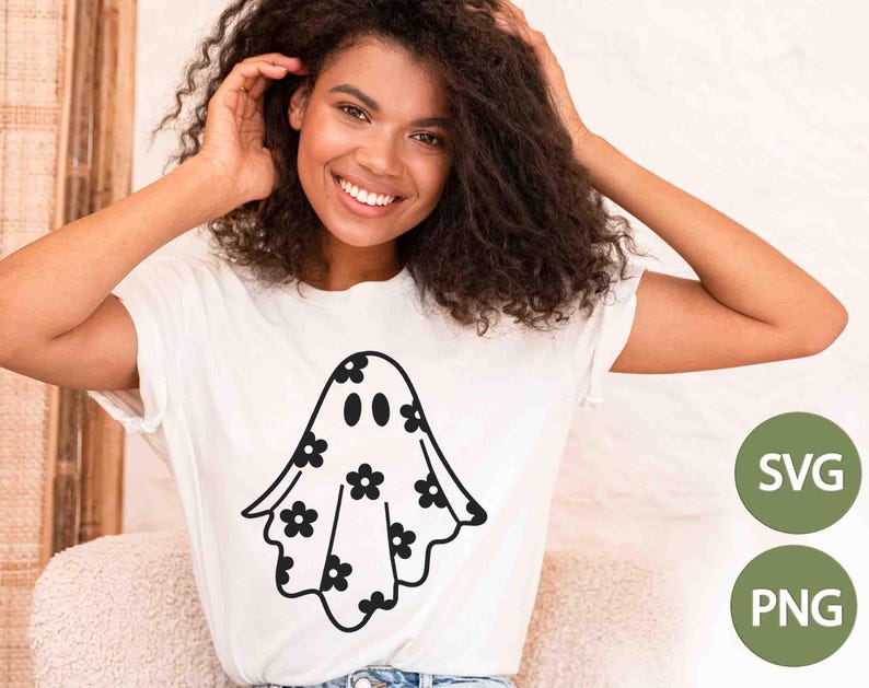 Daisy Ghost SVG PNG, Cute Ghost Halloween, Halloween Design Svg, Retro ...