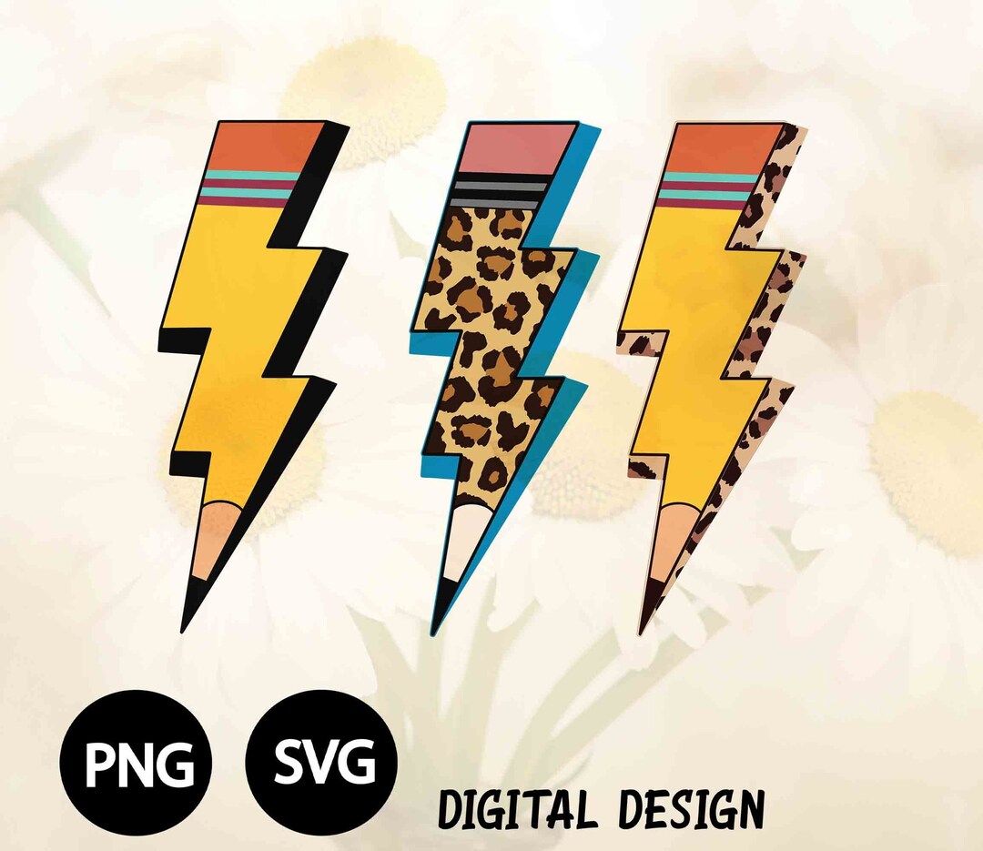 Pencil Lightning Bolt SVG PNG | Back to School Boys Girls Teachers ...